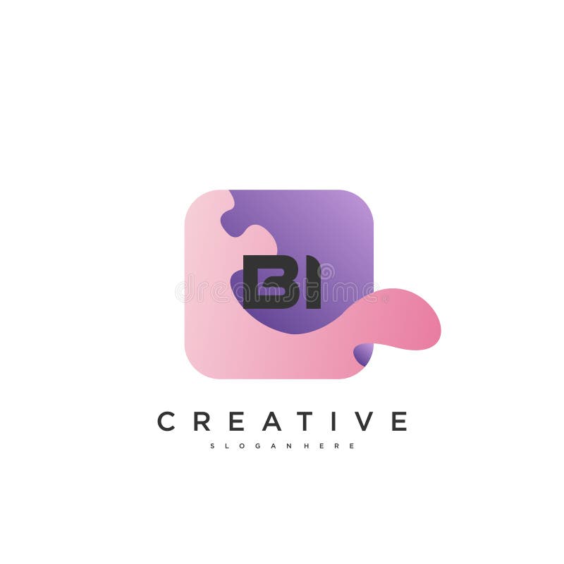 BI Initial Letter Logo Icon Design Template Elements with Wave Colorful ...