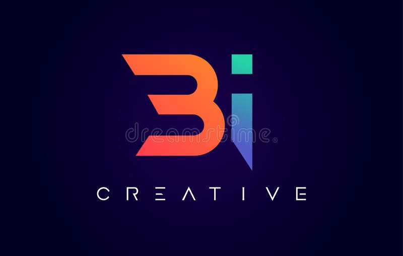 BI Logo Letter Design with Modern Creative Concept and Orange Blue ...