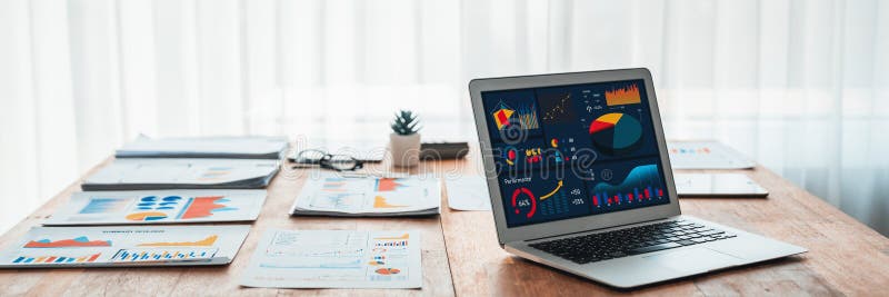 BI Power Software Visualize Company Data Dashboard Display on Laptop ...