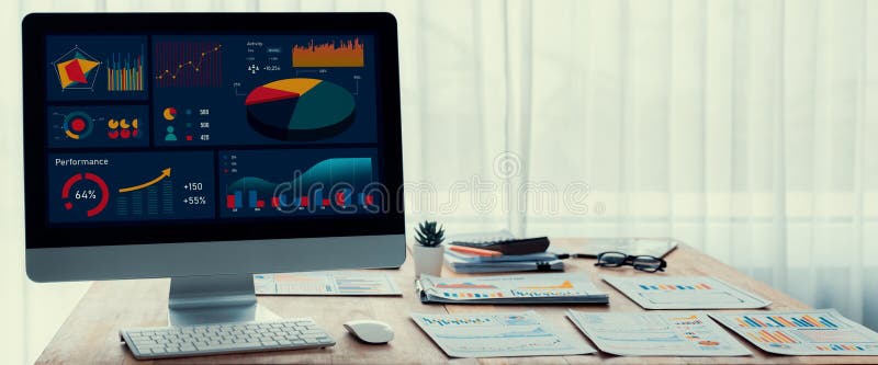 BI Power Software Visualize Company Data Dashboard Display on Laptop ...