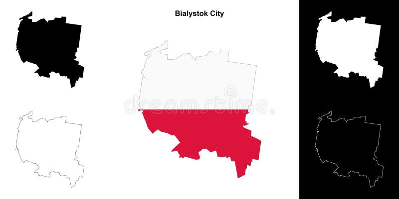 Bialystok City outline map stock illustration. Illustration of detailed ...