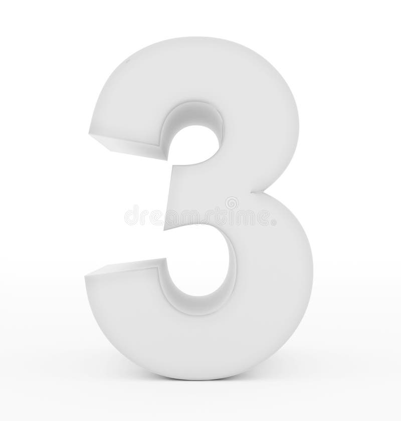 Bianco 3d Di Numero 3 Isolato Su Bianco Illustrazione di Stock ...
