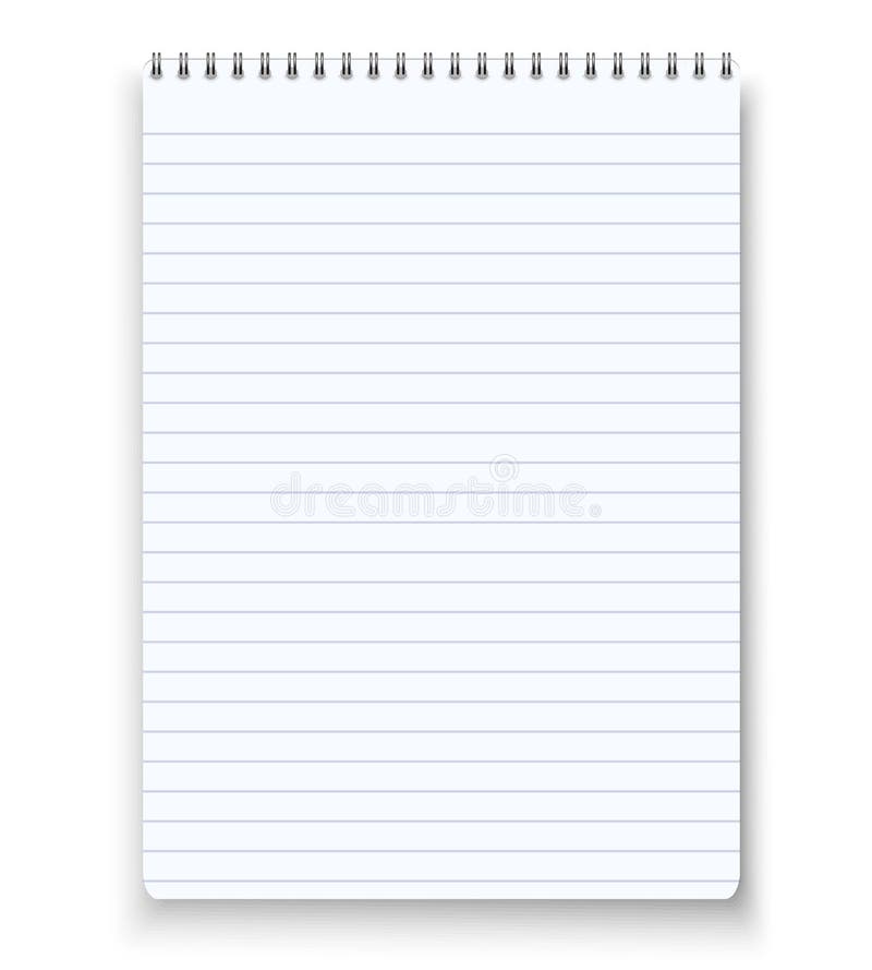 Bianco Isolato Blocco Note a Spirale in Bianco Realistico Illustrazione ...