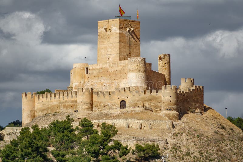 Biar Castle at Top of Hill, Alicante, Spain Stock Image - Image of blue ...