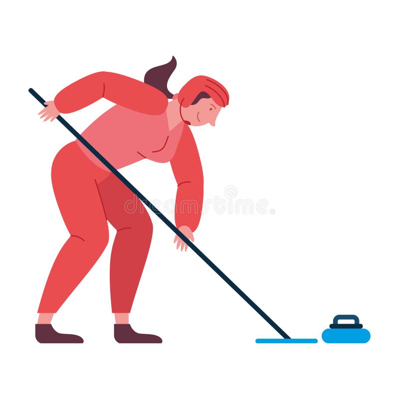 Biathlete in Curling Competition Stock Vector - Illustration of slide ...