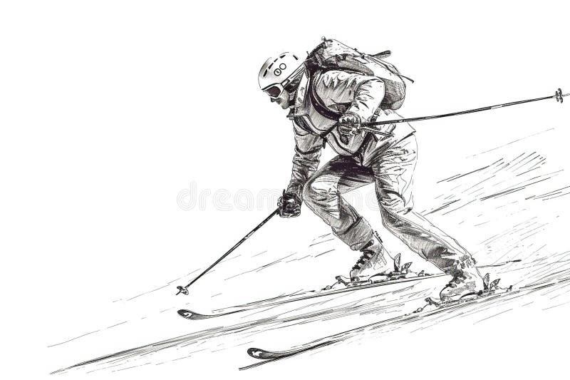 Biathlon Athlete Drawing in Action. Generative AI Stock Illustration ...