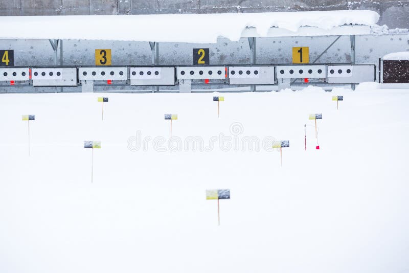 Biathlon Target Shooting Range, Day Light Stock Image - Image of ...