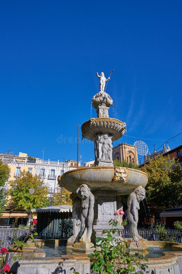 Bib Rambla Fountain of Giants in Granada Stock Image - Image of ...