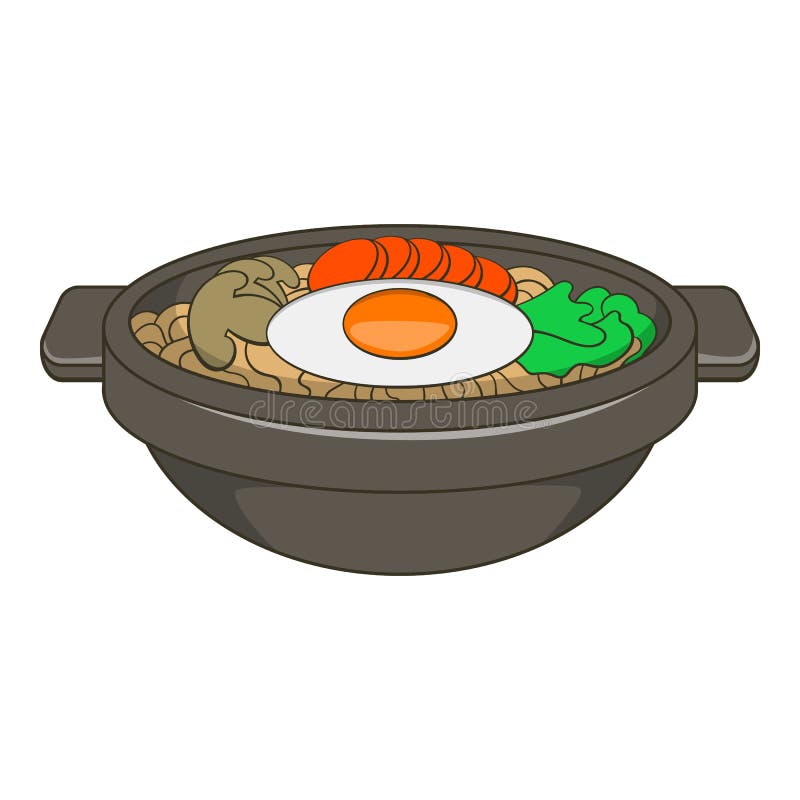 Bibimbap Korean Dish Icon, Flat Style Stock Illustration - Illustration ...