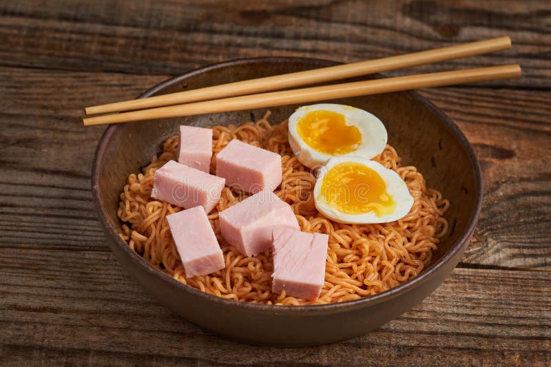 Bibimen with pork and egg stock image. Image of lunch - 337547585