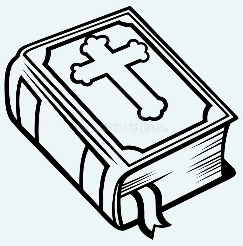 Christian Bible and Cross Drawing Stock Vector - Illustration of pastor ...