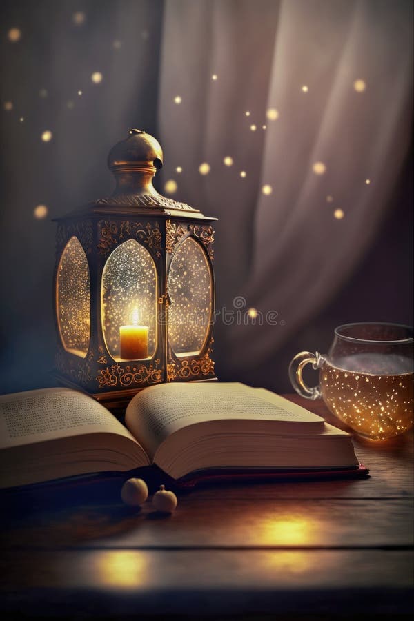 Bible Book and Lantern with a Blurred Background of a Window and the ...