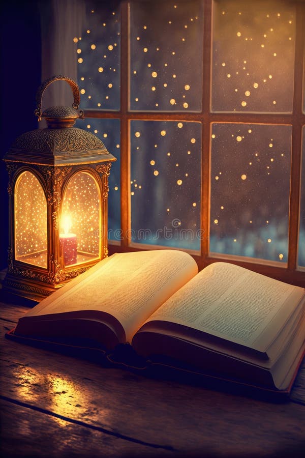 Bible Book and Lantern with a Blurred Background of a Window and the ...