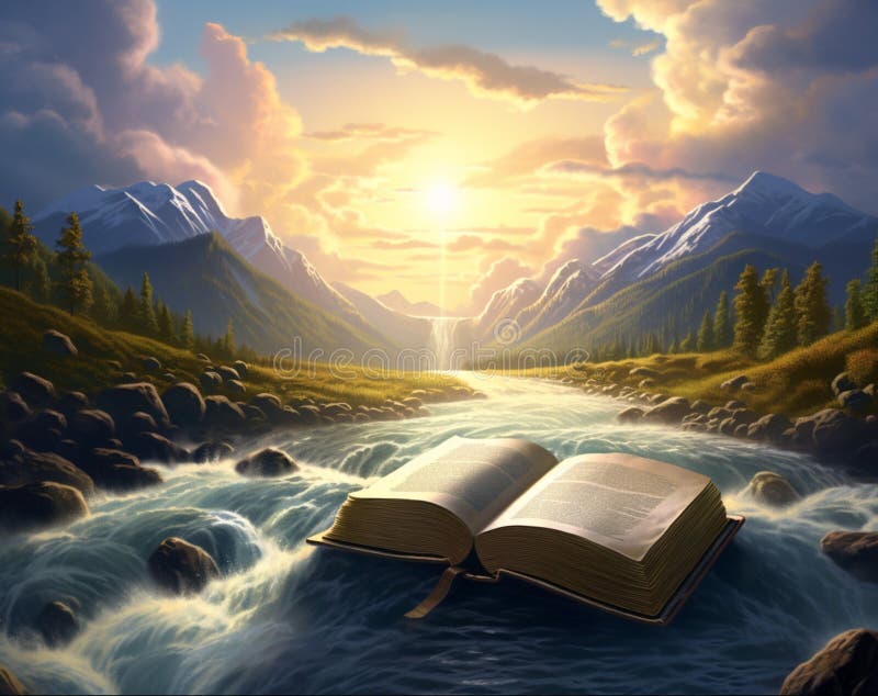 Bible Book the Stream of Life - River, Light Stock Illustration ...