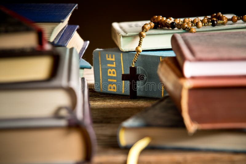Bible in the Bookshelf stock photo. Image of bookcase - 45987338