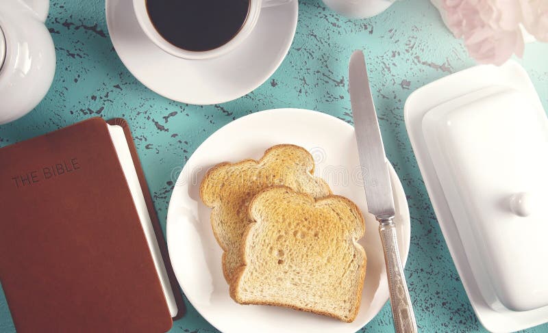 Bible on a Breakfast Tray Ready for a Personal Bible Study Stock Photo ...