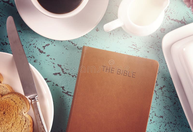Bible on a Breakfast Tray Ready for a Personal Bible Study Stock Photo ...