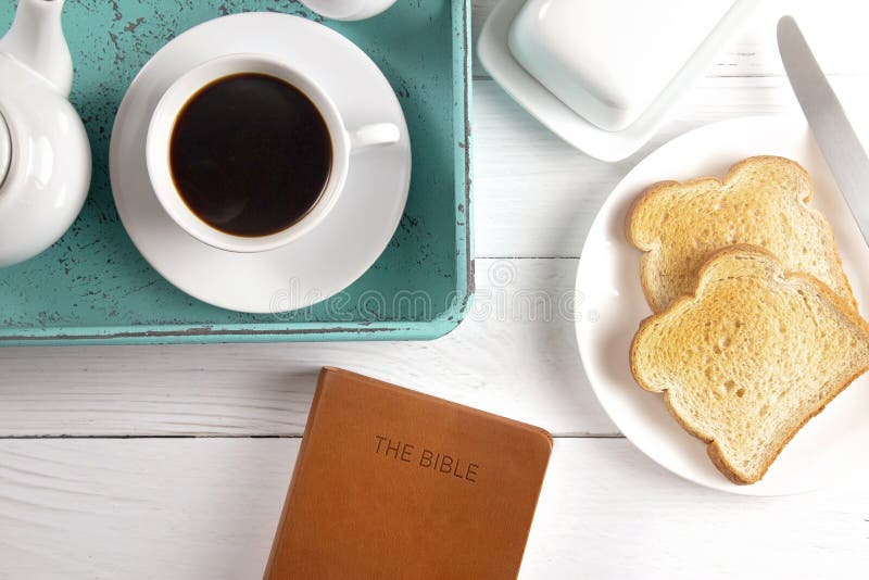 Bible on a Breakfast Tray Ready for a Personal Bible Study Stock Photo ...