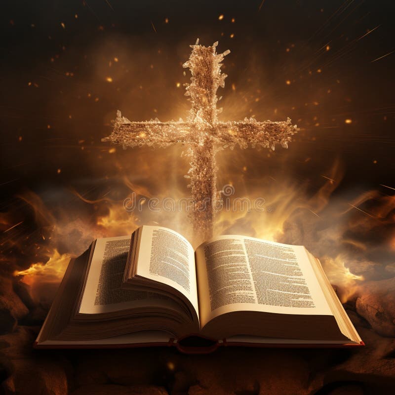 Bible with a Cross on the Background. Eternal Book Stock Illustration ...