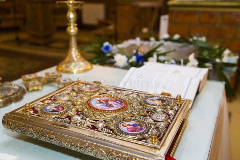 Holy Bible on the Priest Table Stock Photo - Image of open, bible: 40391056