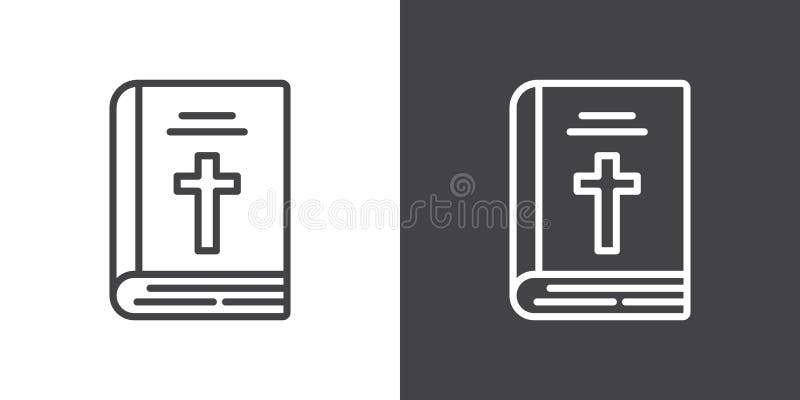 Bible Icon Flat Vector Set Outline Stock Vector - Illustration of book ...