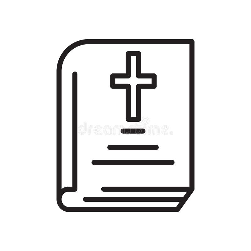 Open Holy Bible Outline Flat Icon On White Stock Vector - Illustration ...