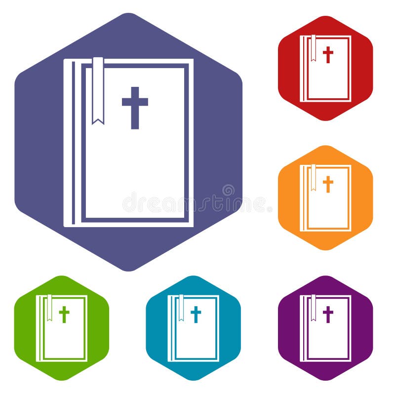 Bible icons set hexagon stock vector. Illustration of catholic - 91691624