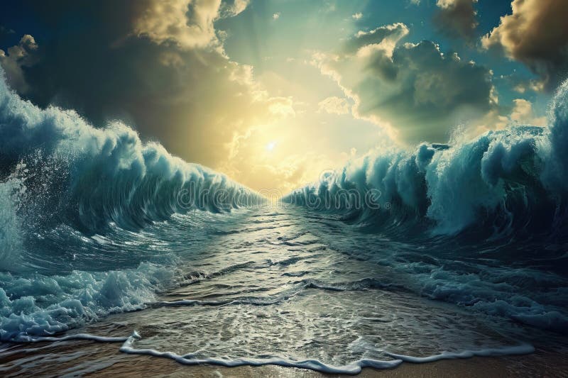 Bible Miracle of Moses Parting Red Sea. Generative AI Stock ... Bible Miracle of Moses Parting Red Sea. Generative AI Stock ...