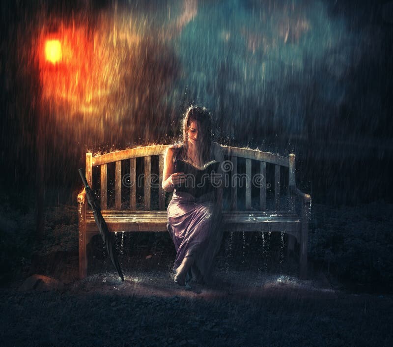 Bible Reading during Storm. Stock Image - Image of christian, umbrella ...