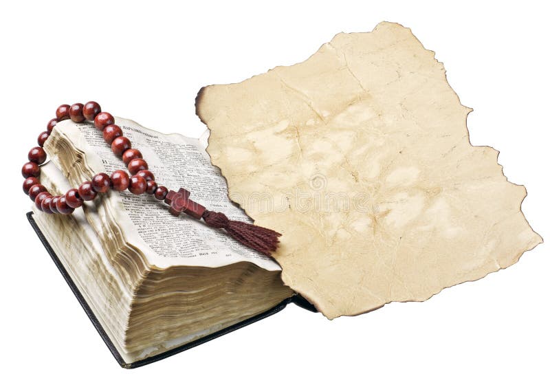 Bible with Rosary and Old Paper Stock Photo - Image of psalms, effect ...