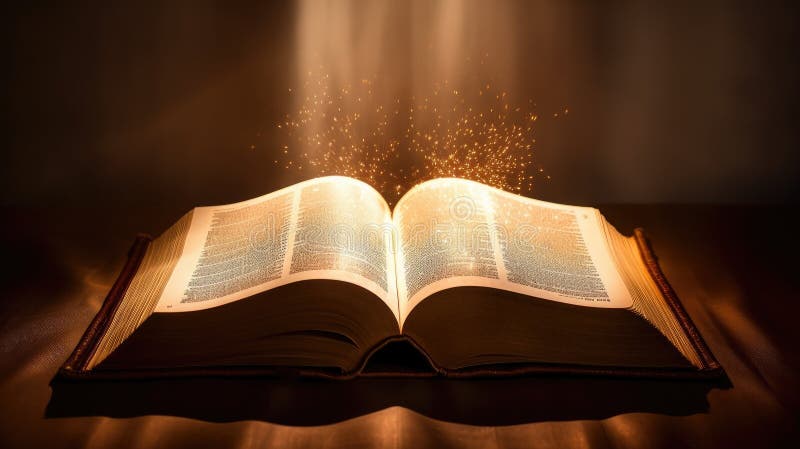 Bible, Shining Holy Bible on the Wooden Table. Generative Ai Stock ...