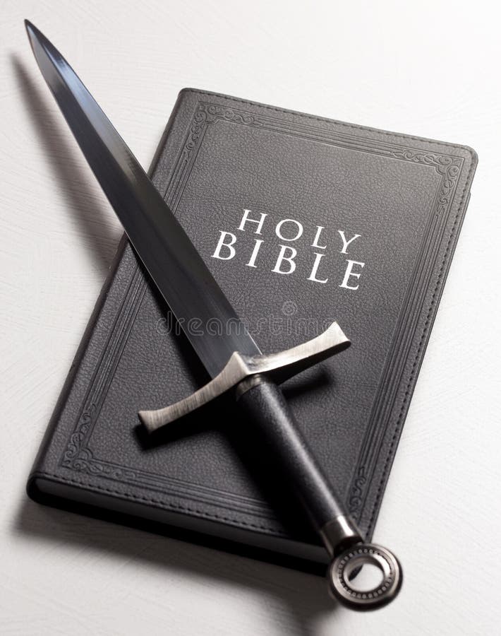 Bible and Sword on a Bright White Background Stock Image - Image of ...