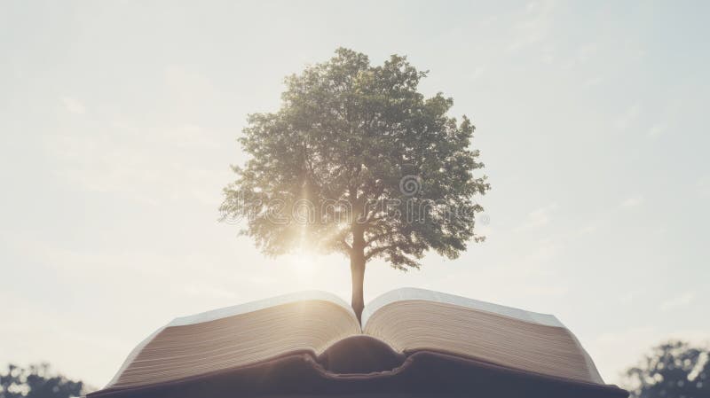 Bible Tree. a Large Tree Grows from the Pages of the Bible Stock Photo ...