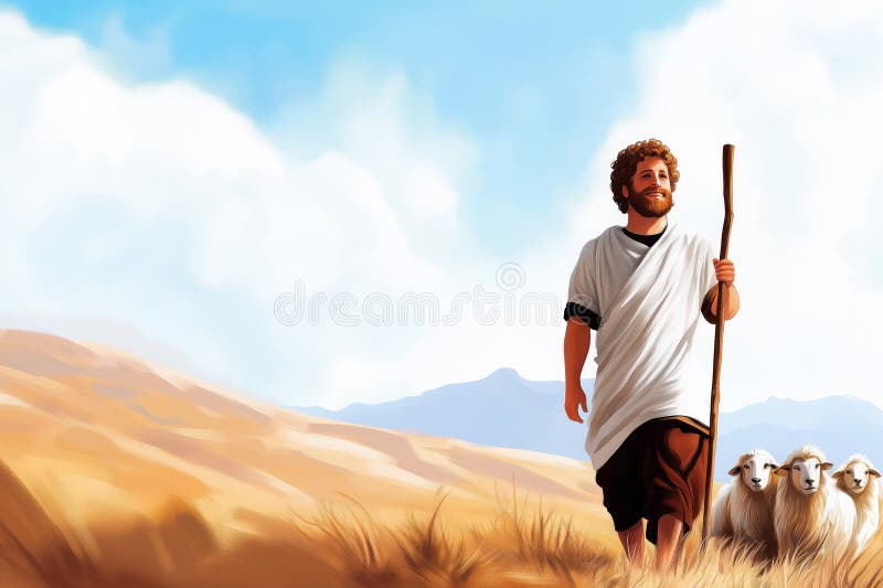 Biblical David walking stock illustration. Illustration of rural ...