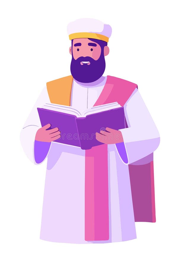 Biblical Figure Reading Scripture in Traditional Attire during Ancient ...