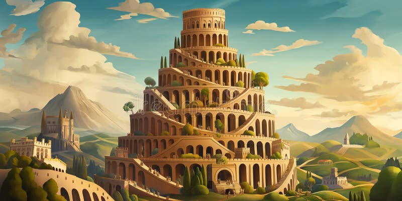 A Biblical Illustration of the Tower of Babel Stock Image - Image of ...