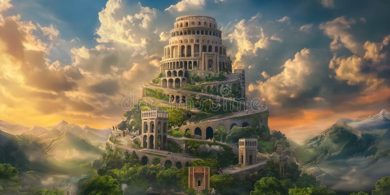 A Biblical Illustration of the Tower of Babel Stock Image - Image of ...
