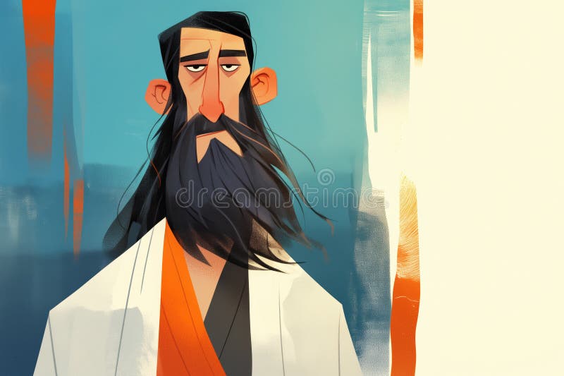 Biblical Man with a Long Beard Stock Illustration - Illustration of ...