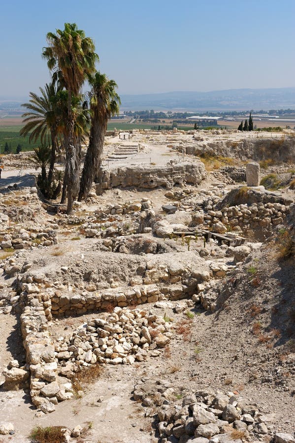 Ancient Ruins at Megiddo, Israel Stock Image - Image of pass, mound ...