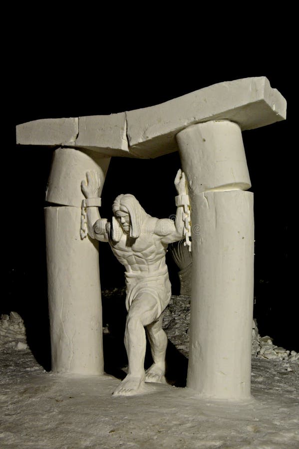 Biblical Samson Knocking Down Walls Stock Image - Image of snow ...