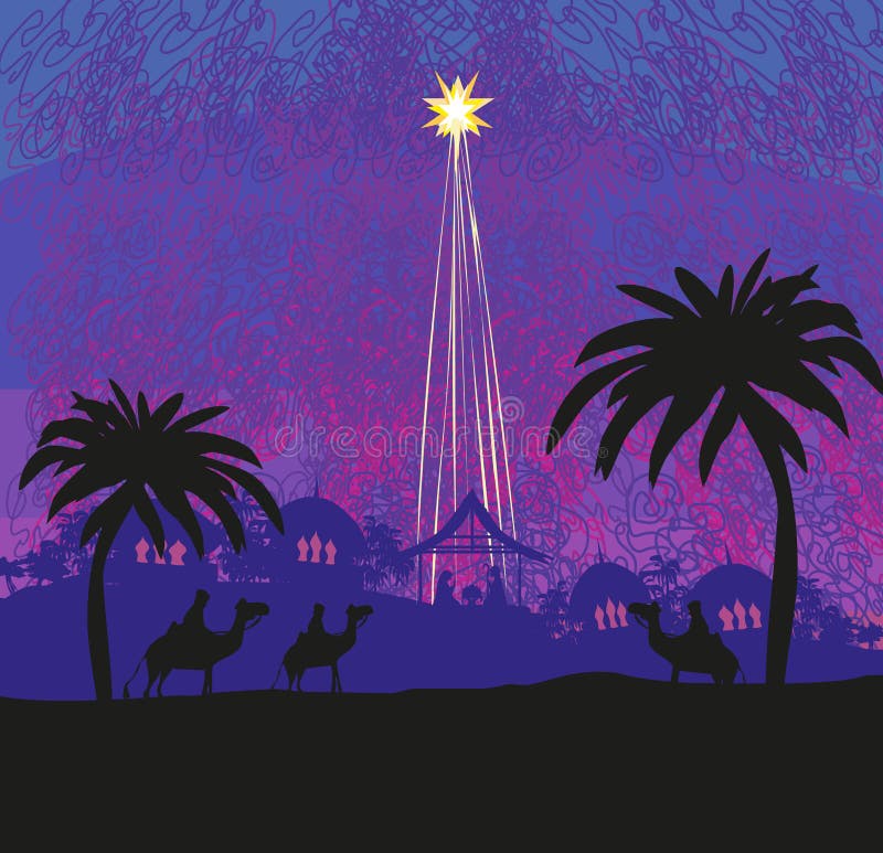 Biblical Scene - Birth of Jesus in Bethlehem. Stock Vector ...