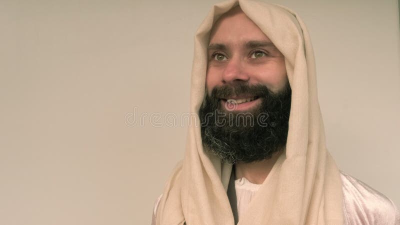 Biblical Scene, Close-up of Face Jesus Christ, Man in Image of Savior ...