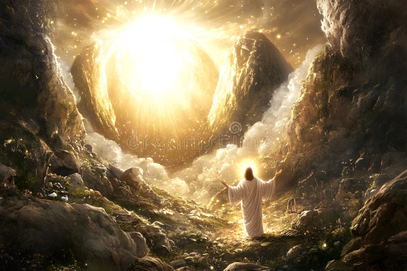 Resurrection of Jesus and Rises To Heaven Stock Photo - Image of glory ...