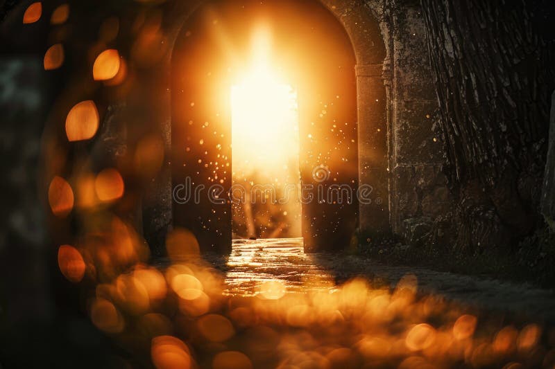 Biblical Scene of Resurrection of Jesus Tomb Stock Illustration ...