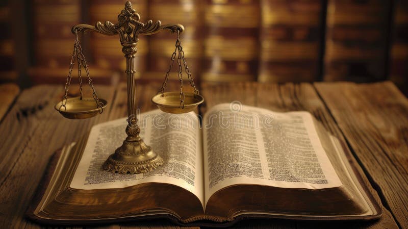 Biblical Symbolism: Open Book and Golden Scale. Stock Illustration ...