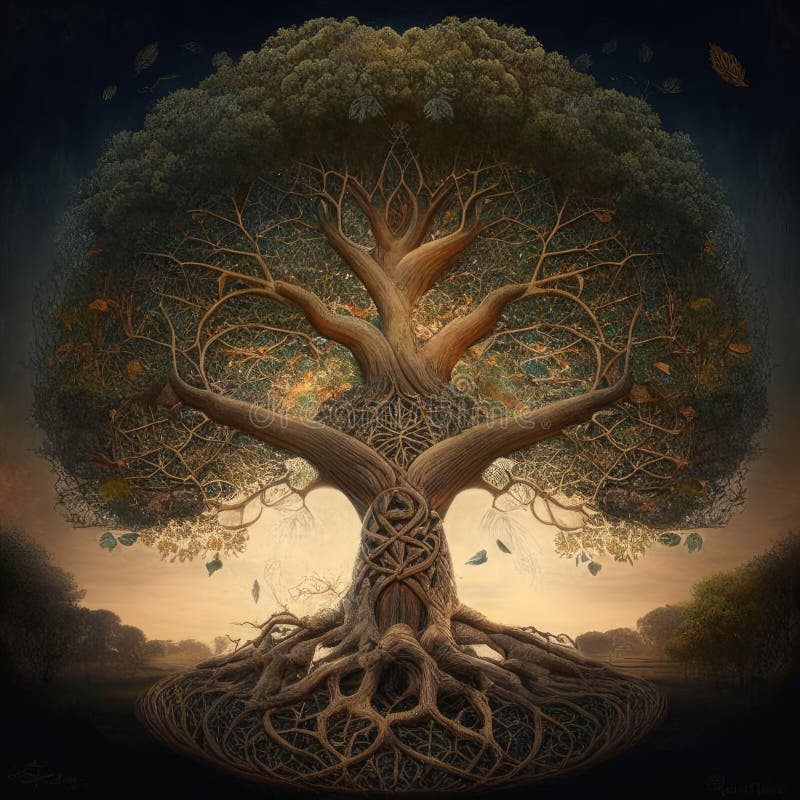 Biblical Tree of Life. Mythological Symbol of Paradise Stock ...