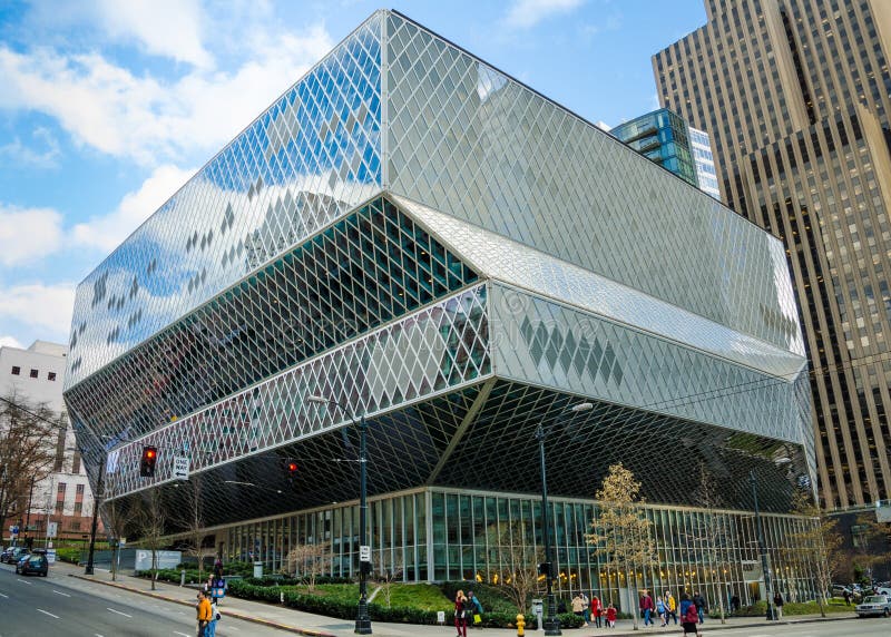 Biblioteca Pública De Seattle Foto editorial - Imagen de cristal ...