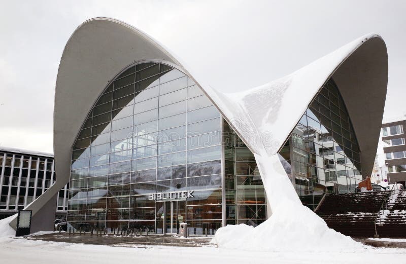 Bibliotek, Library at Tromso, Norway Editorial Photo - Image of snow ...