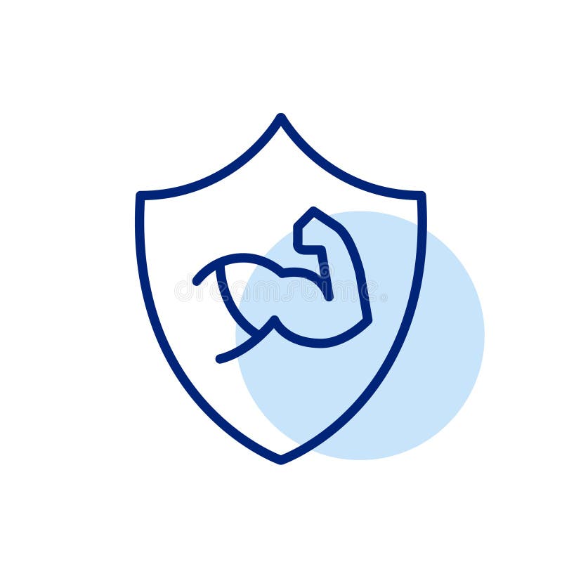 Bicep Curl on Shield. Security and Strong Protection. Pixel Perfect ...