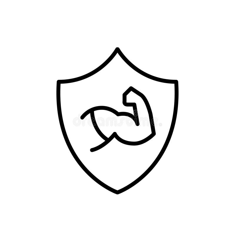 Bicep Curl on Shield. Security and Strong Protection. Pixel Perfect ...